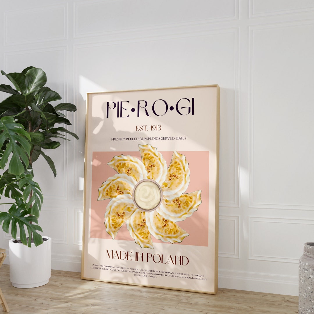 Pierogi Food Poster, DIGITAL DOWNLOAD, Downloadable Print, Mid Century ...