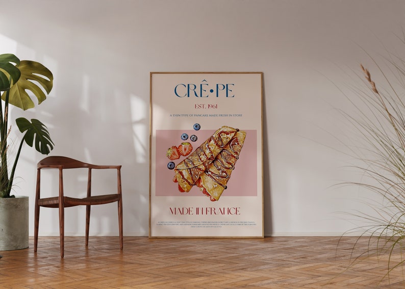 Crêpe Print, DIGITAL DOWNLOAD, French Food Print, Exhibition Poster ...
