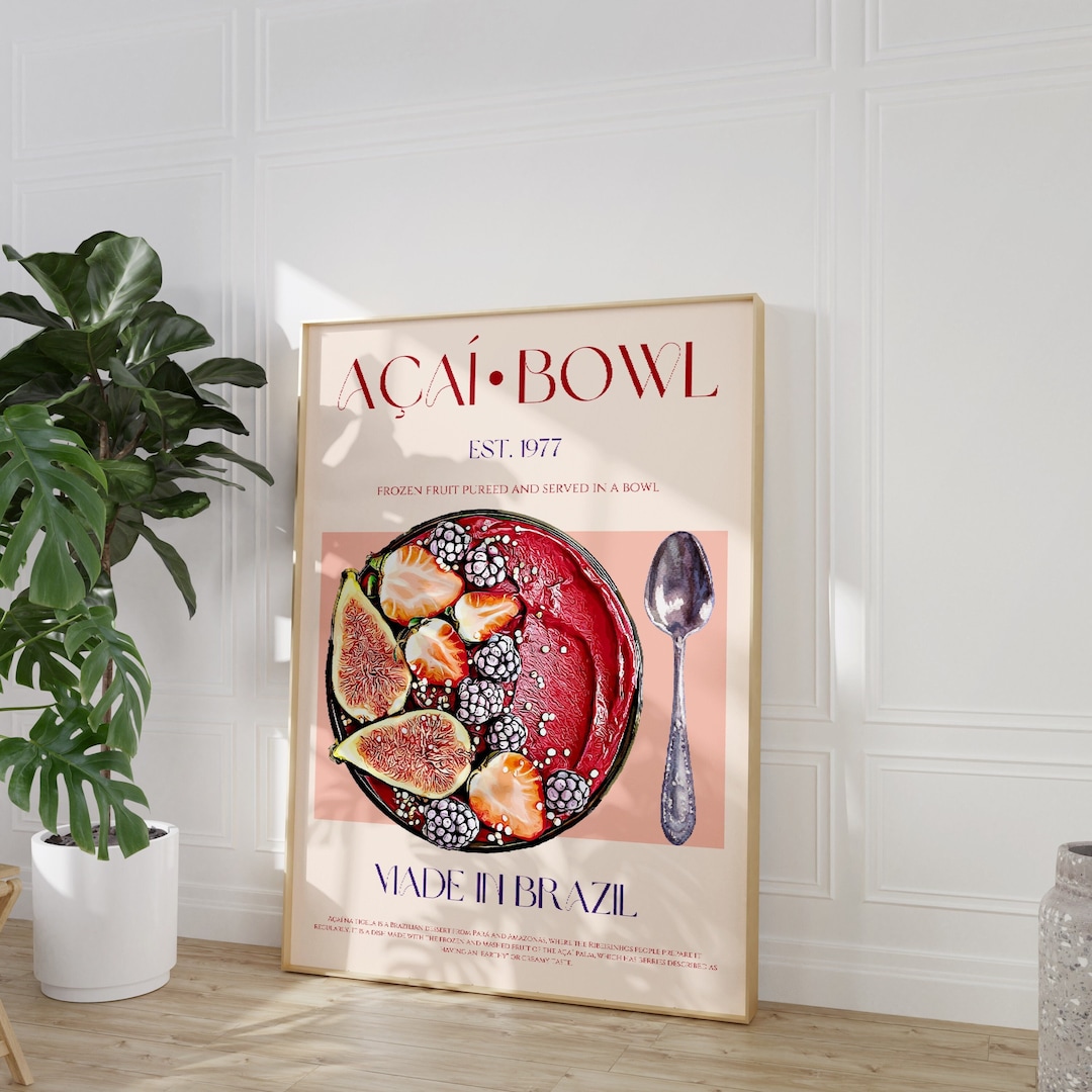 Açaí Bowl Print, Mid Century Modern, Pop Art, Minimalist Print, Digital ...