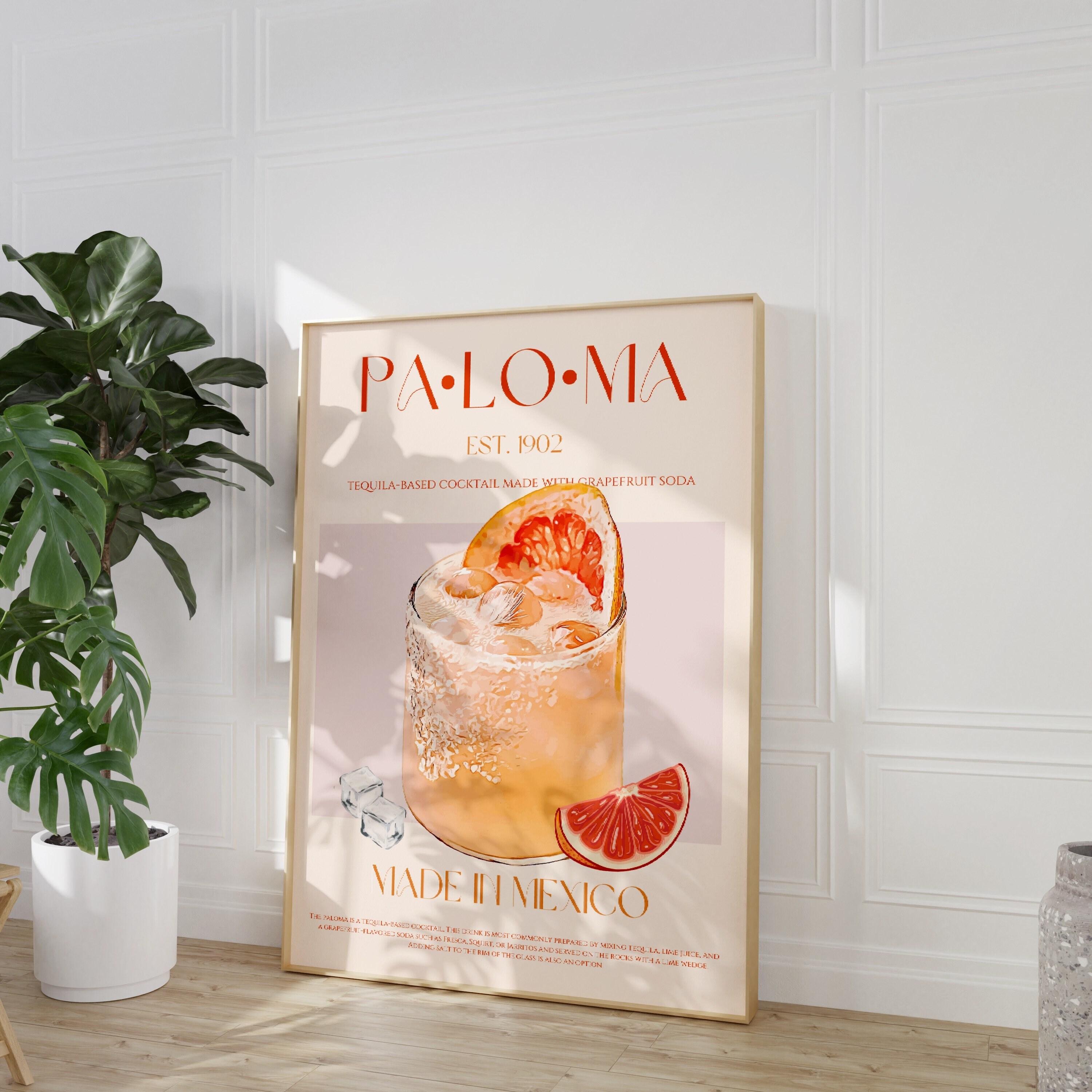 Paloma Cocktail Print, DIGITAL DOWNLOAD, Downloadable Print, Bar Cart ...