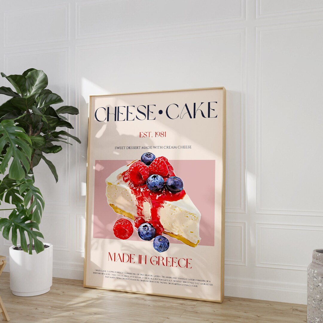Cheesecake Print, Mid Century Print, Food Wall Art, Digital Download ...
