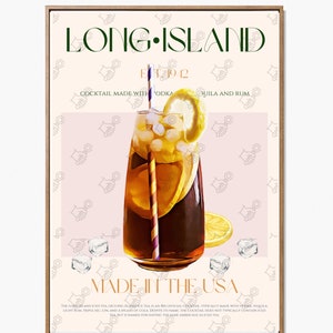 Long Island Cocktail Print, DIGITAL DOWNLOAD, Printable Art, Bar Cart ...