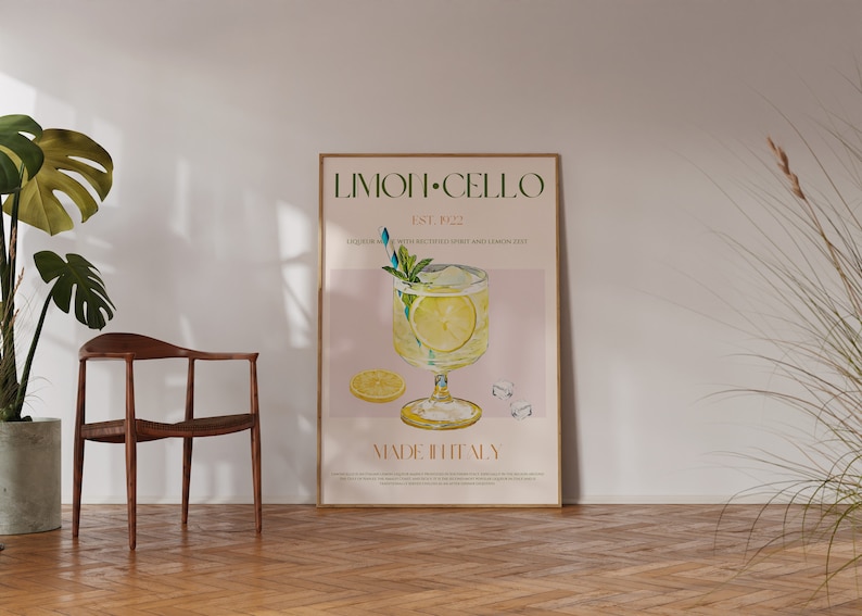 Limoncello Print, DIGITAL DOWNLOAD, Downloadable Print, Bar Cart Print ...