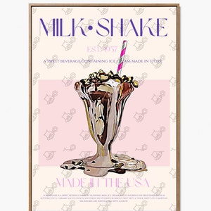 Retro Milkshake Print, Drink Poster, Digital Download, Large Printable ...