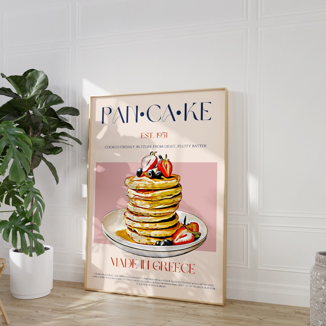 Pancake Food Art, American Food Poster, Exhibition Print, Mid Century ...