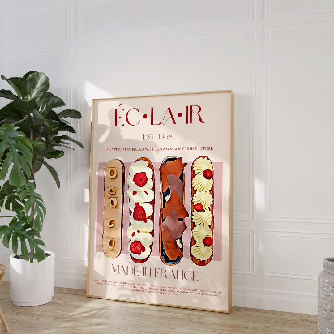 Éclair Food Print, French Food Art, Digital Download, Large Printable ...