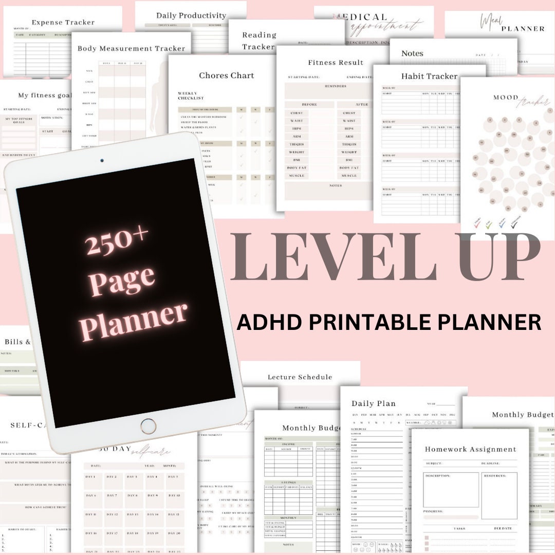 ADHD Adult Planner | Printable ADHD Productivity Journal | Digital Adhd ...