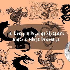 Fantasy World Dragons PNG, Svg Dragon Digital Stickers, Dragon Stamps ...