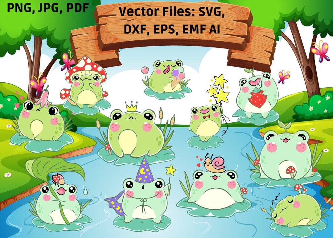 Sweet Froggie Digital Clipart Set, Cute Frog SVG | Sapi the Frog ...
