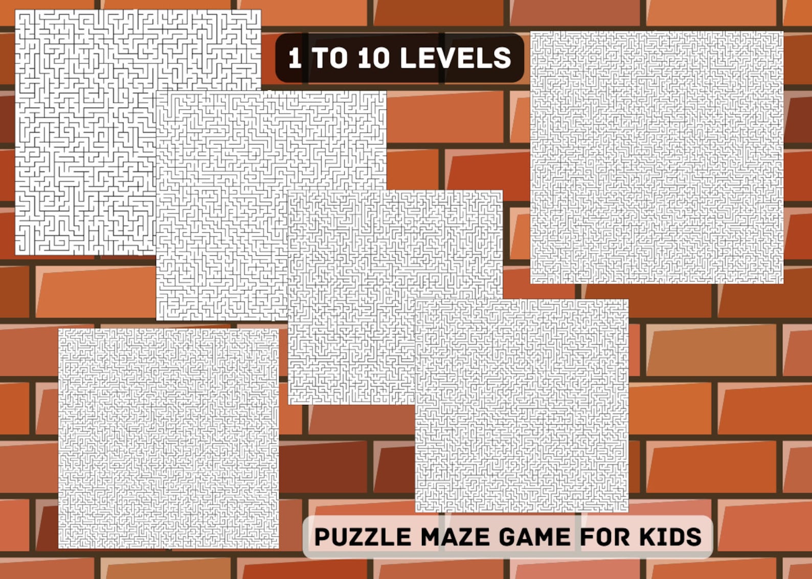 Maze Puzzle Game Variety Levels for Kids, Adults PNG and PDF Print Maze ...