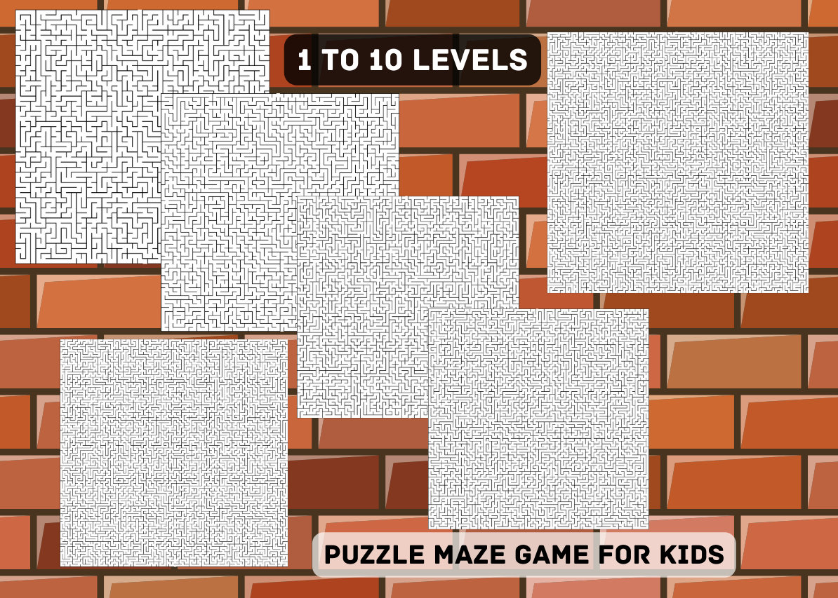 Maze Puzzle Game Variety Levels for Kids, Adults | PNG and PDF Print ...