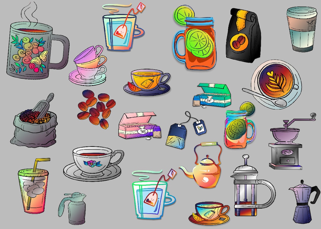 Coffee Time Digital Stickers, Coffee Stickers | Tea Time Digital ...