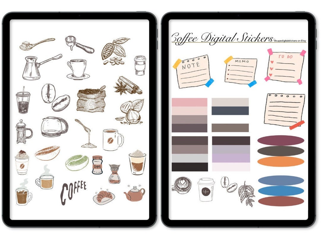 Coffee Digital Stickers, Lover Digital Sticker Set, Precropped ...