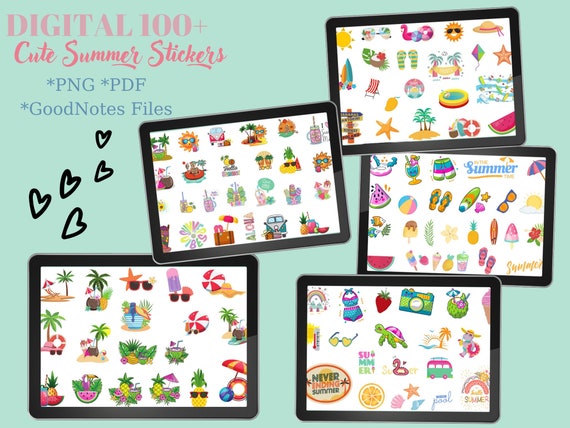 SUMMER Digital Sticker Pack for Goodnotes Planner Pre-cropped - Etsy