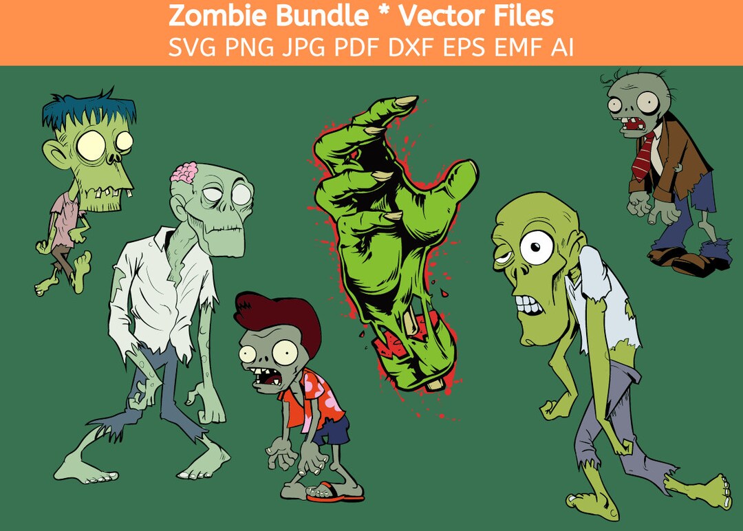 Halloween Decor, Zombie Svg Cut File, Vector DXF, EPS, EMF, Ai ...
