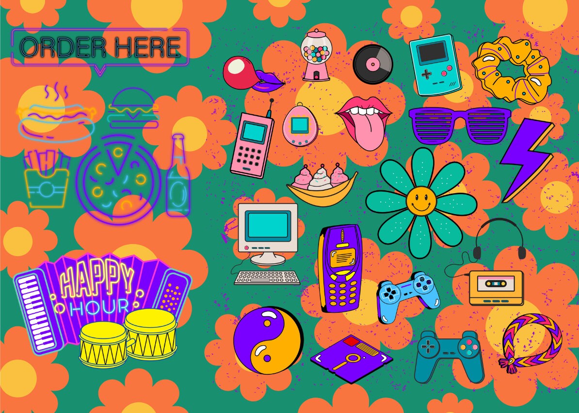 Retro Nostalgia Digital Stickers SVG | 80's & 90's Retro Stickers | Pre ...