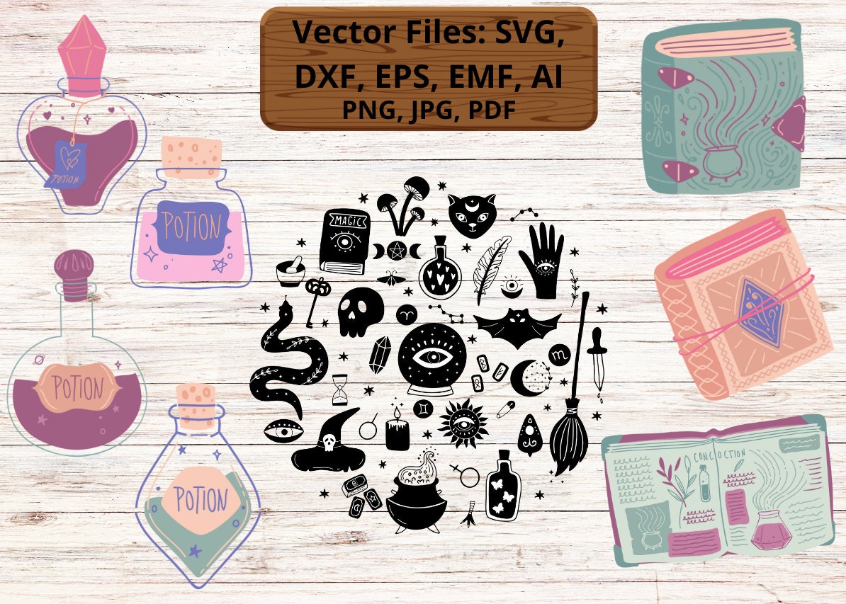 Fairytale Stickers Svg, Witchy Printable Stickers Png, Magical Hands ...
