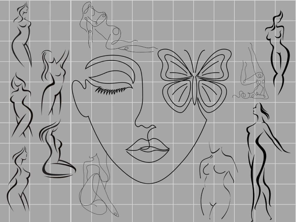Women Outline Silhouette Stickers Svg Png Jpg Pdf, Woman Line Art ...