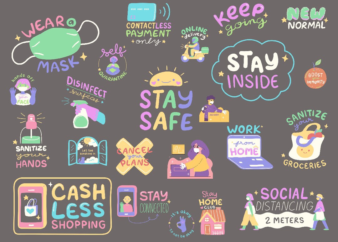 80+ COVID Pandemic Stickers | Everyday Stickers | PNG Cropped Files ...