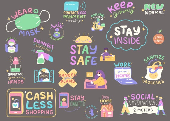 80 COVID Pandemic Stickers Everyday Stickers PNG Cropped - Etsy