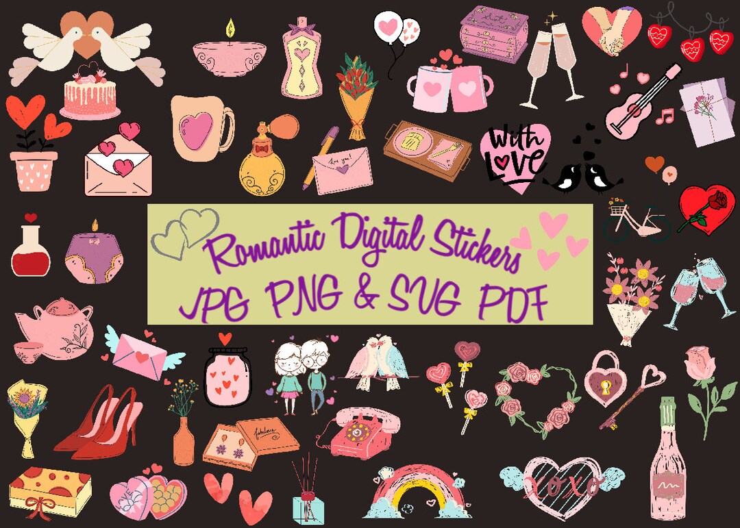 Valentine's Day Digital Sticker Pack, Goodnotes Stickers Love Svg ...