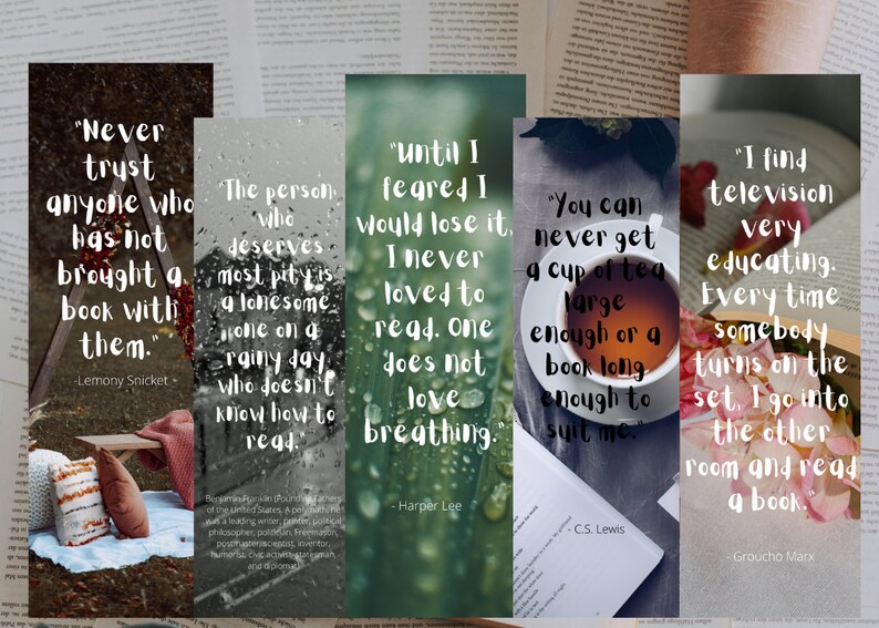 Printable Bookmarks Template, Printable Bookmarks Set, Digital ...