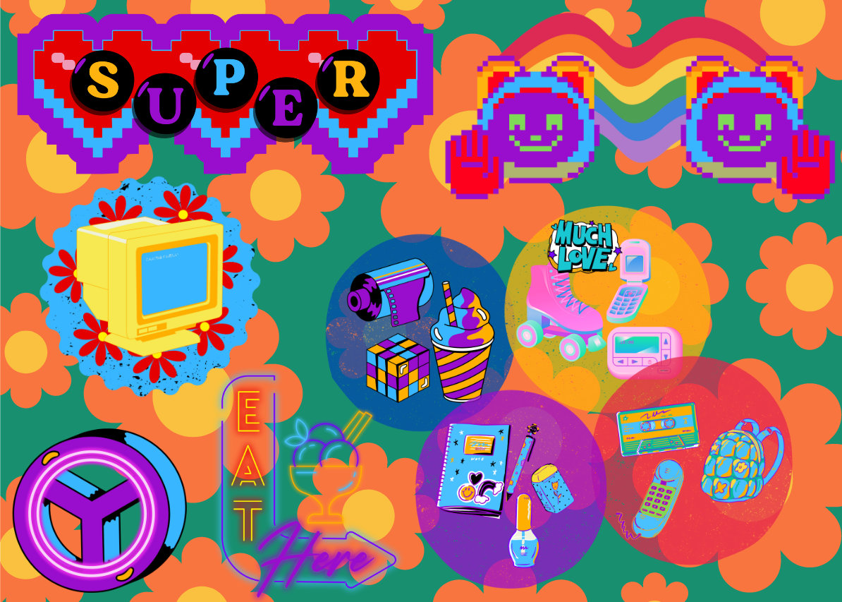 Retro Nostalgia Digital Stickers SVG | 80's & 90's Retro Stickers | Pre ...