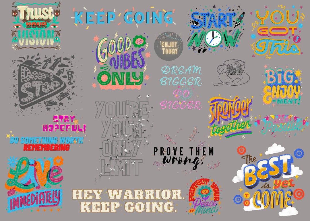 Motivational Png Bundle, Positive Quote, Saying Png, Inspirational ...