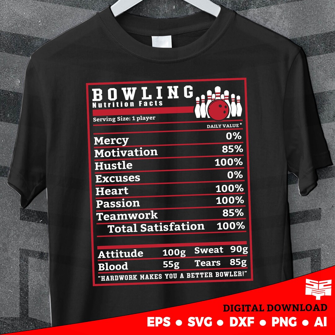 Bowling Svg Files, Cool Bowling Nutrition Facts or Bowler Svg, SVG ...