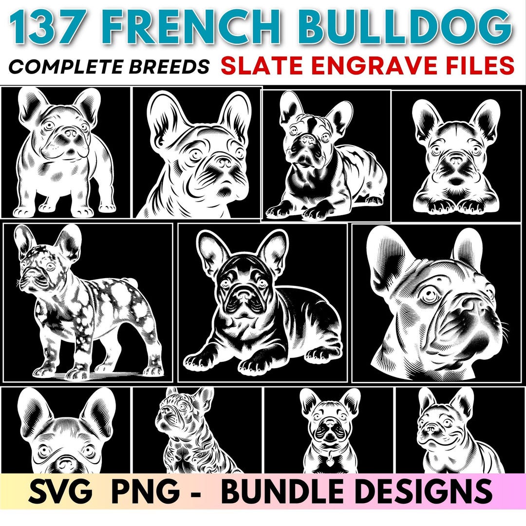 137 French Bulldog Slate Engrave Bundle, Slate Engraving PNG, Slate Dog ...