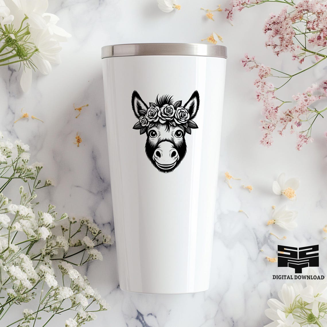 Funny Donkey Heads With Floral Accents SVG Bundle| Cute Farm Animal ...