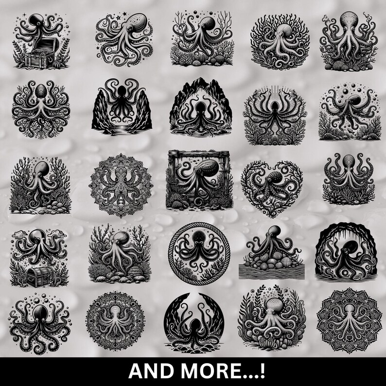 Octopus Underwater Scene Laser Engraving Files | Ocean Sea Life Engrave ...
