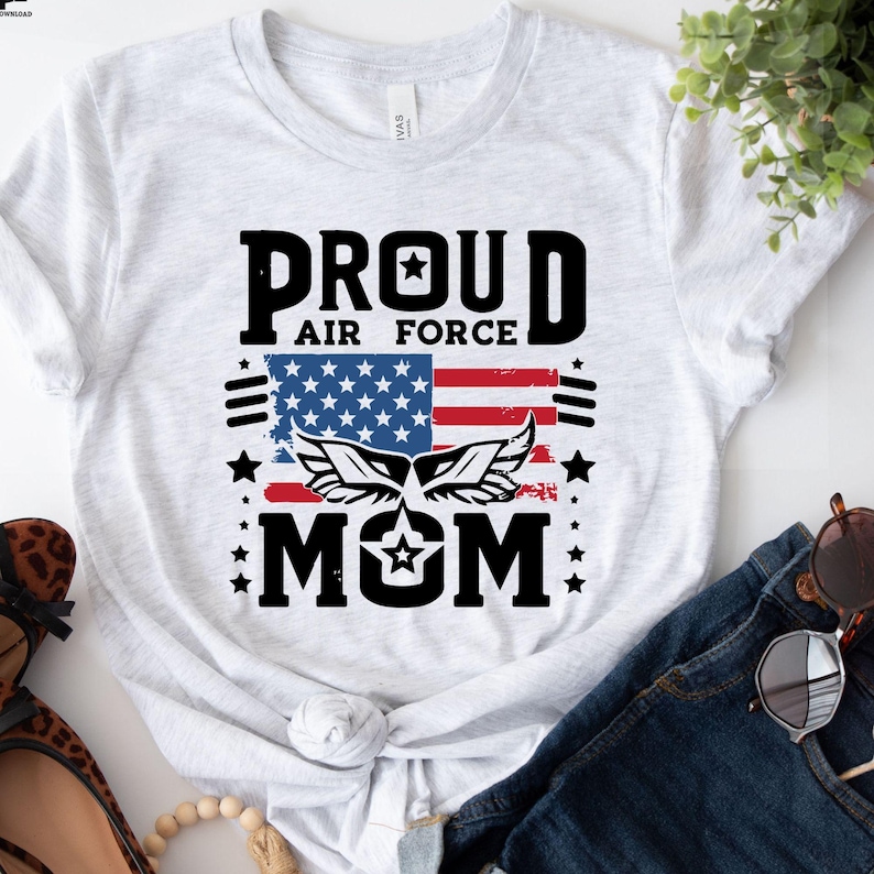 Proud Air Force Mom Flag SVG Bundle, Air Force Mom Cut Files, PNG DXF ...
