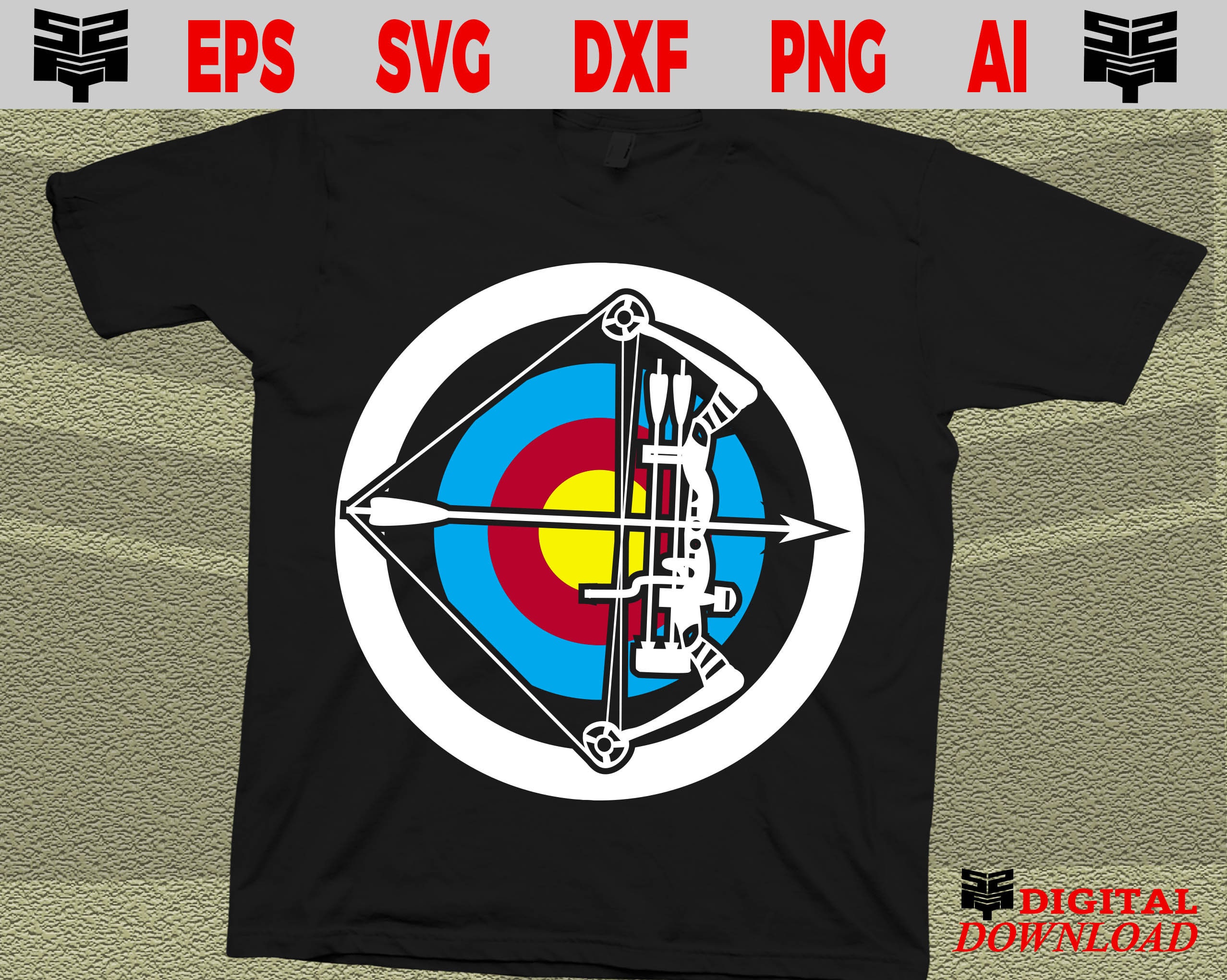 Archery Svg Archery Bow and Target Board Svg File Archer | Etsy