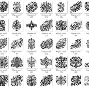222 Cricut Filigree Scroll SVG Bundle – SVG, PNG Decorative Borders ...