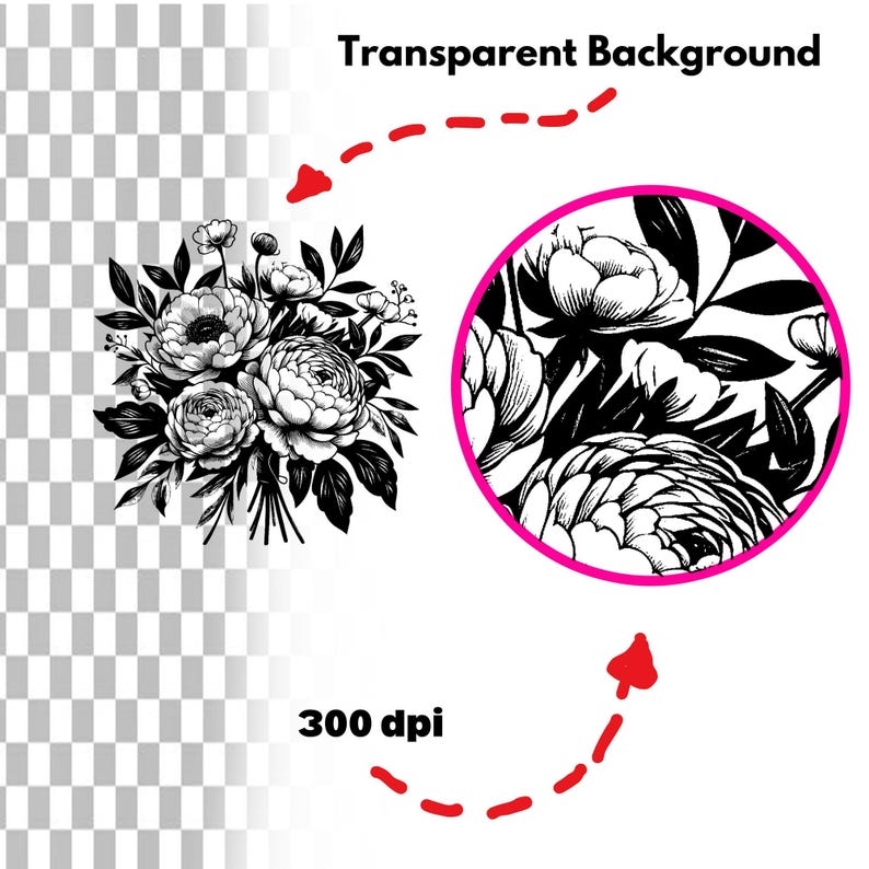 Floral Bouquet SVG Bundle, PNG DXF Cut Files for Cricut & Silhouette ...