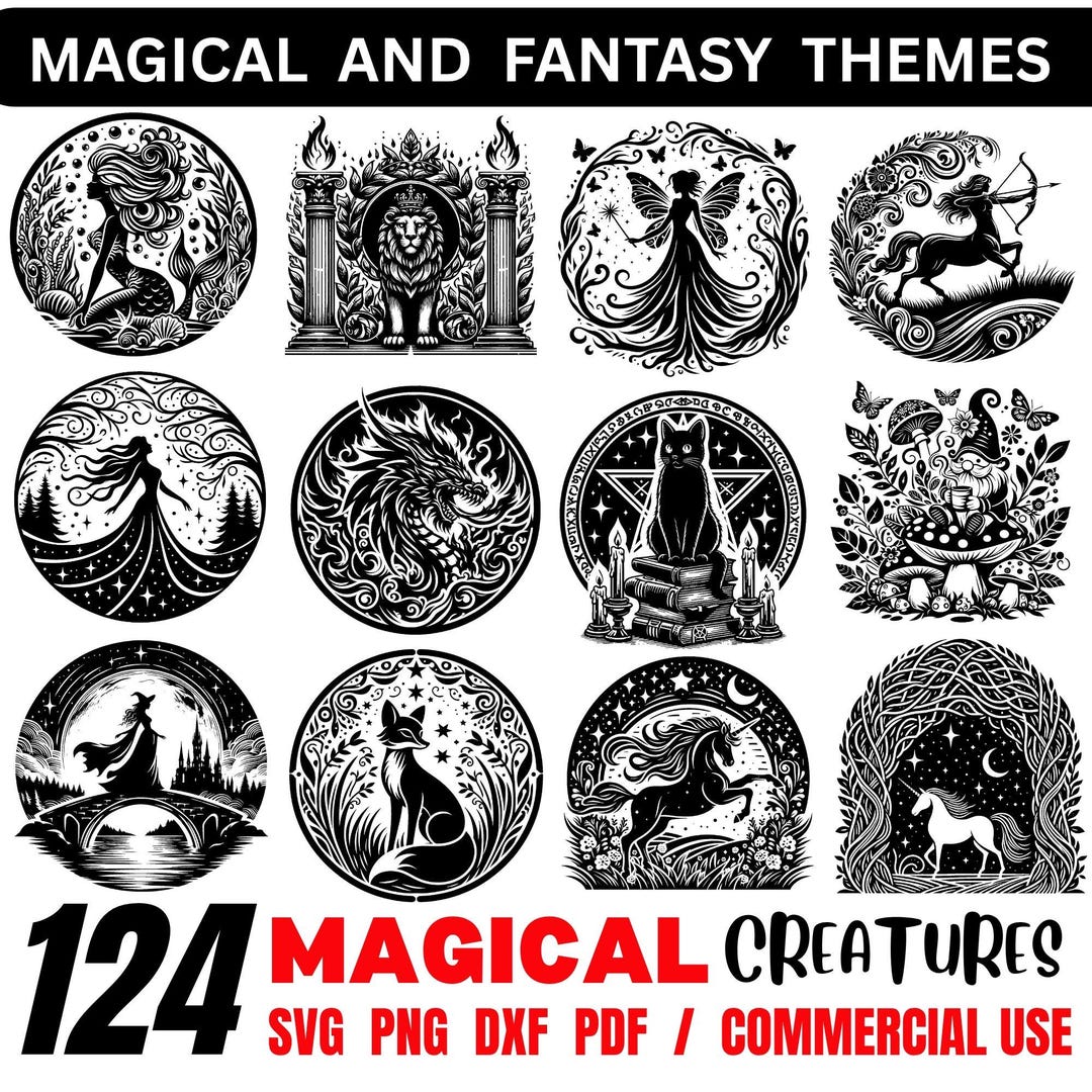100+ Magical Creatures SVG Bundle | Fantasy and Mythical SVG Designs ...