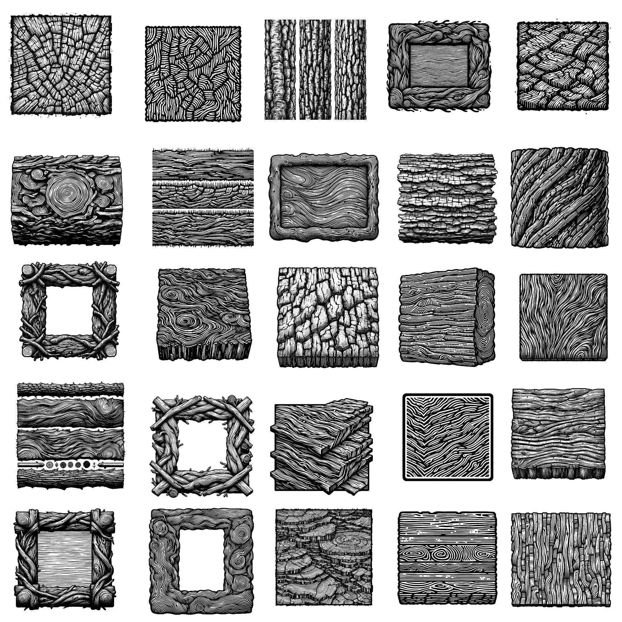 Bark Texture SVG Bundle | Tree Bark Engraving Patterns | Wood Grain ...