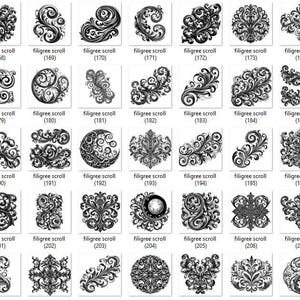222 Cricut Filigree Scroll SVG Bundle – SVG, PNG Decorative Borders ...