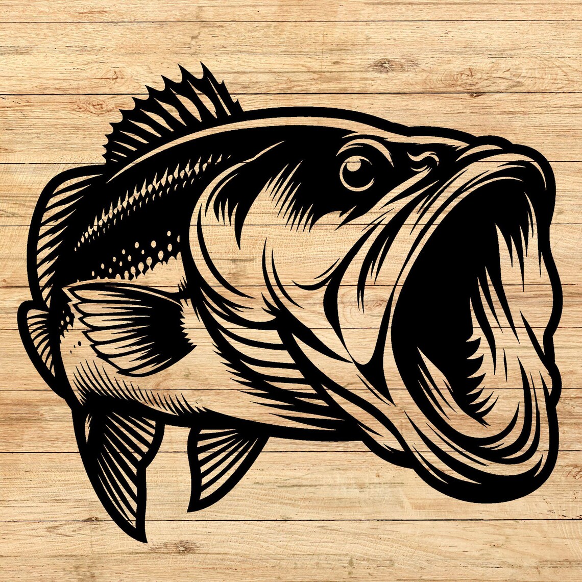 Freshwater Fish Laser Cut Files SVG Bundle, Bass Trout Carp Pike Vector ...