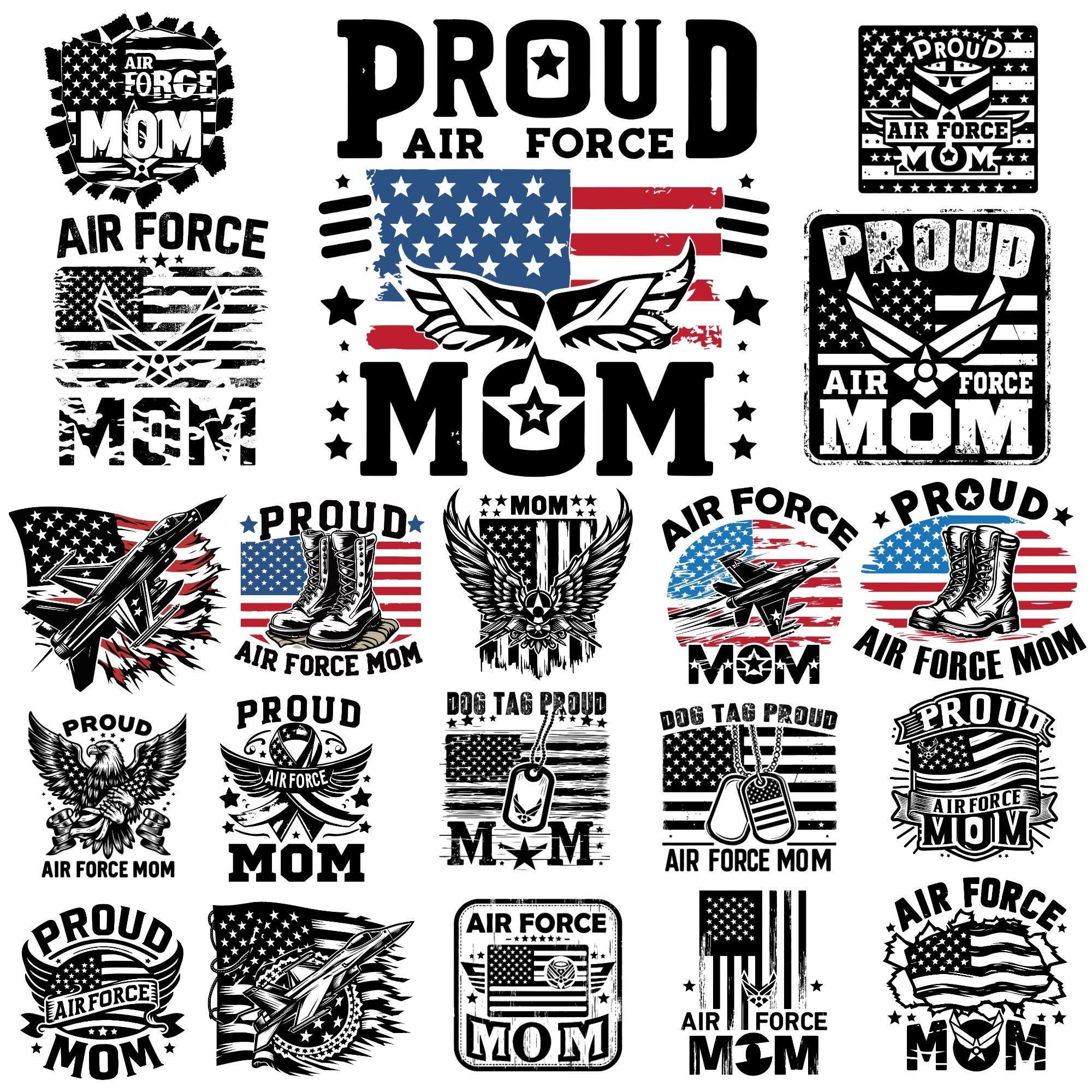 Proud Air Force Mom Flag SVG Bundle, Air Force Mom Cut Files, PNG DXF ...