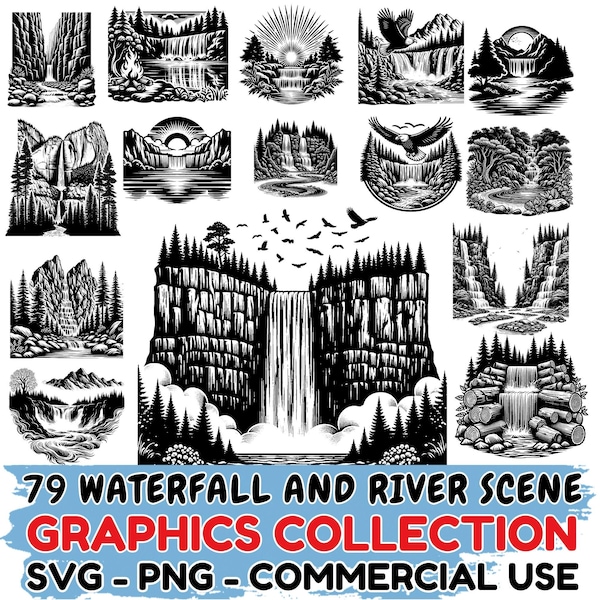 Waterfall Svg - Etsy