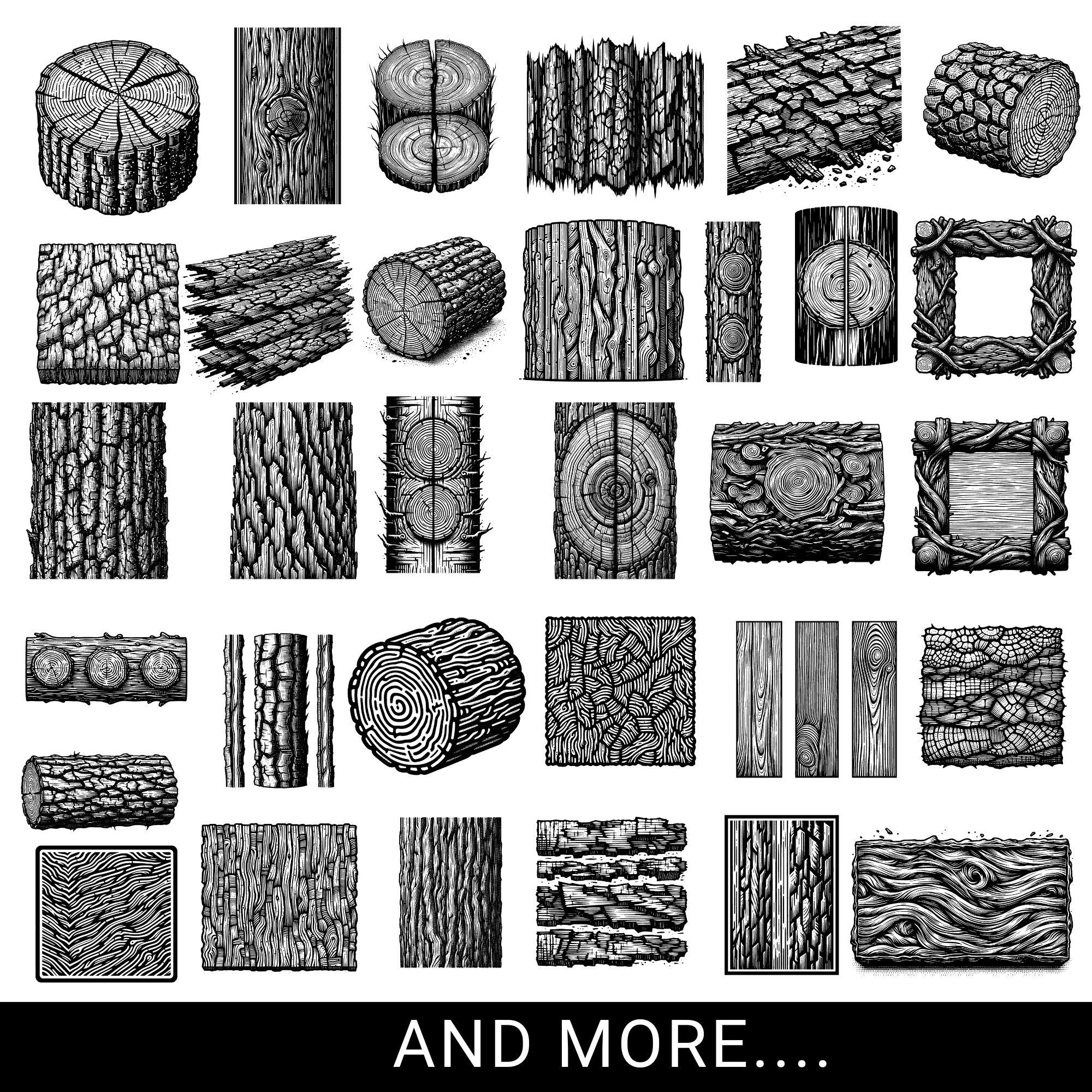 Bark Texture SVG Bundle | Tree Bark Engraving Patterns | Wood Grain ...