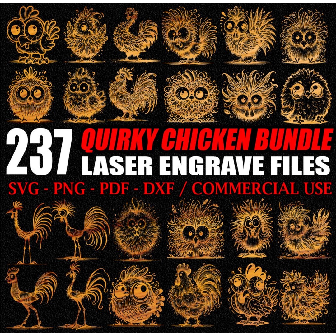Laser Engrave Quirky Chicken SVG Bundle | Funny Chicken Laser Cut Files ...