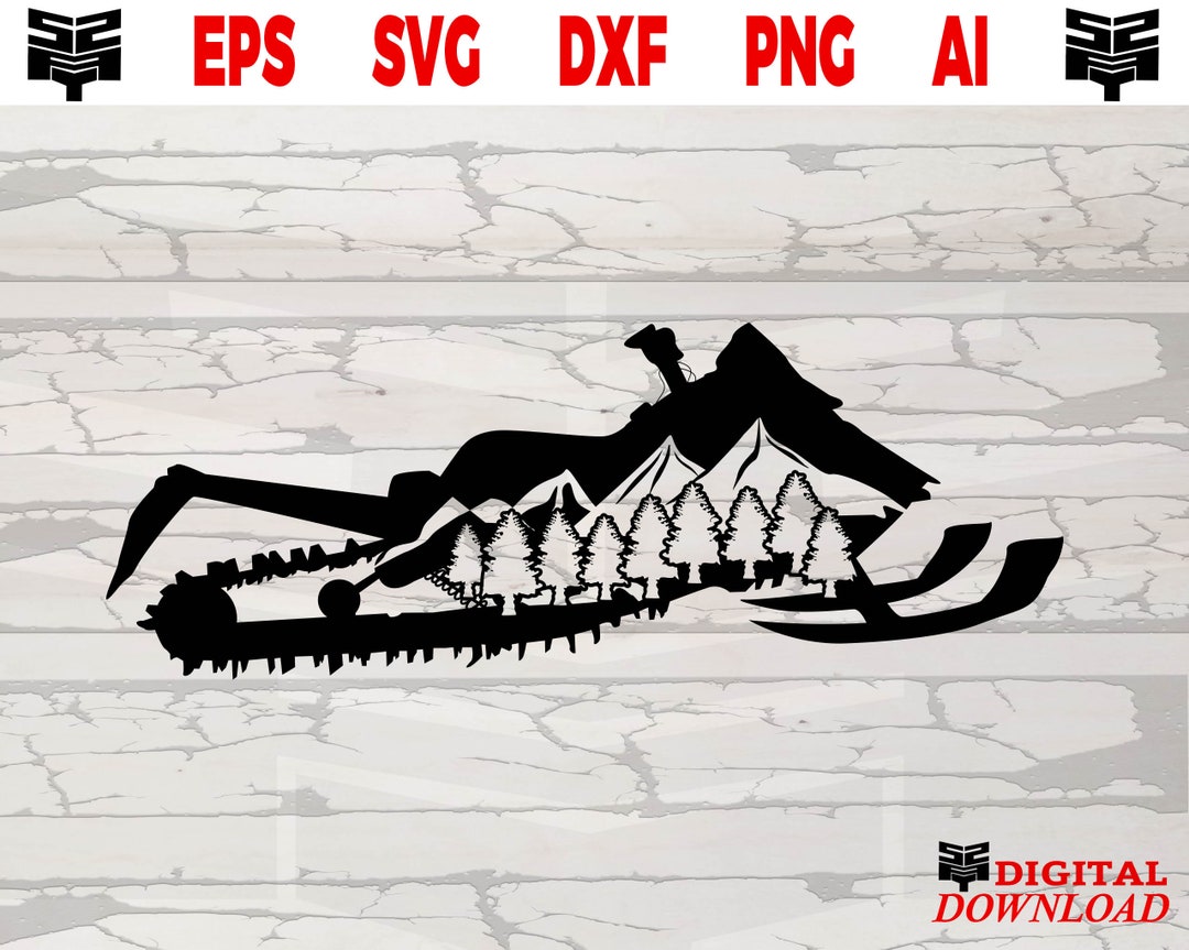 Snowmobile Svg Files - Cool Snowmobile Silhouette Mountain Digital Art ...