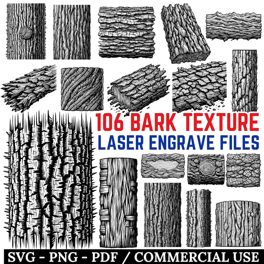 Bark Texture SVG Bundle | Tree Bark Engraving Patterns | Wood Grain ...