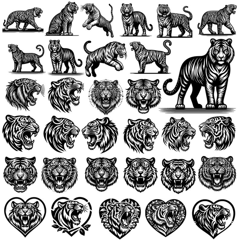 Roaring Tiger SVG Bundle, Tiger Head Png Dxf Pdf, Wild Tiger, Cricut ...