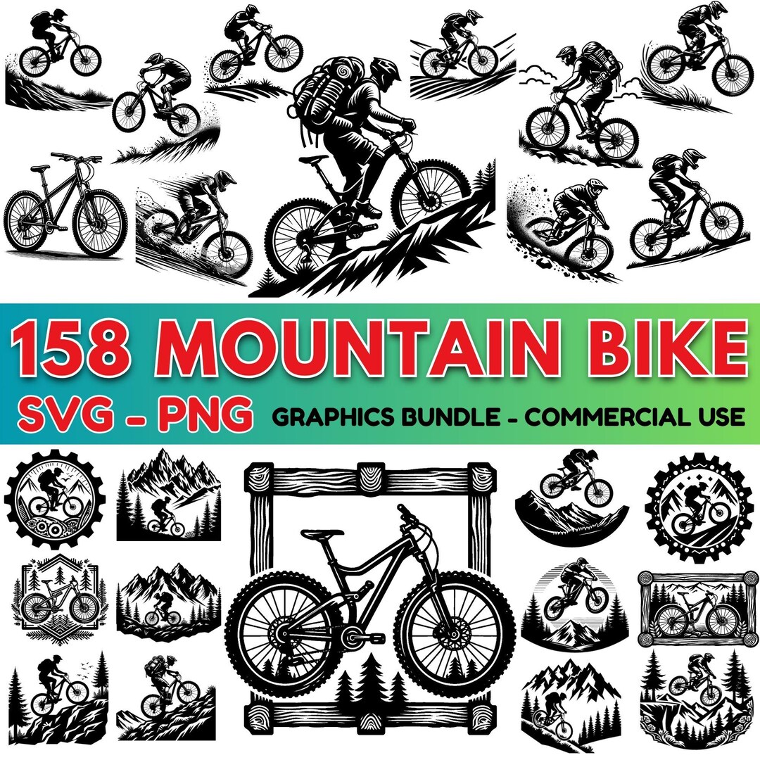 Mountain Bike SVG Bundle – Trail Rider Silhouettes, Downhill Biking ...