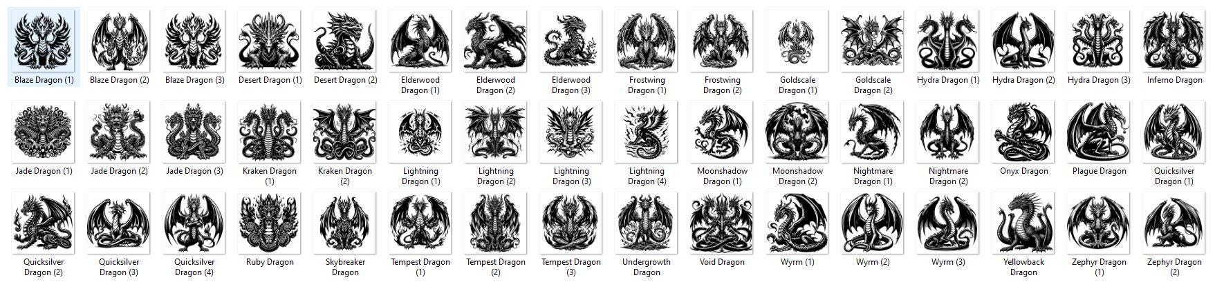 48 Dragons Bundle Designs SVG, Dragon Silhouette, Dragon Cricut File ...