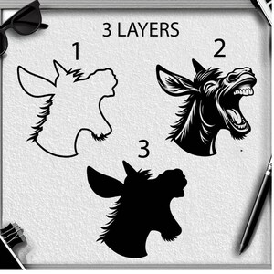 Funny Donkey SVG 3-layer Bundle | Multi Layer Donkey Laser Cut Files ...